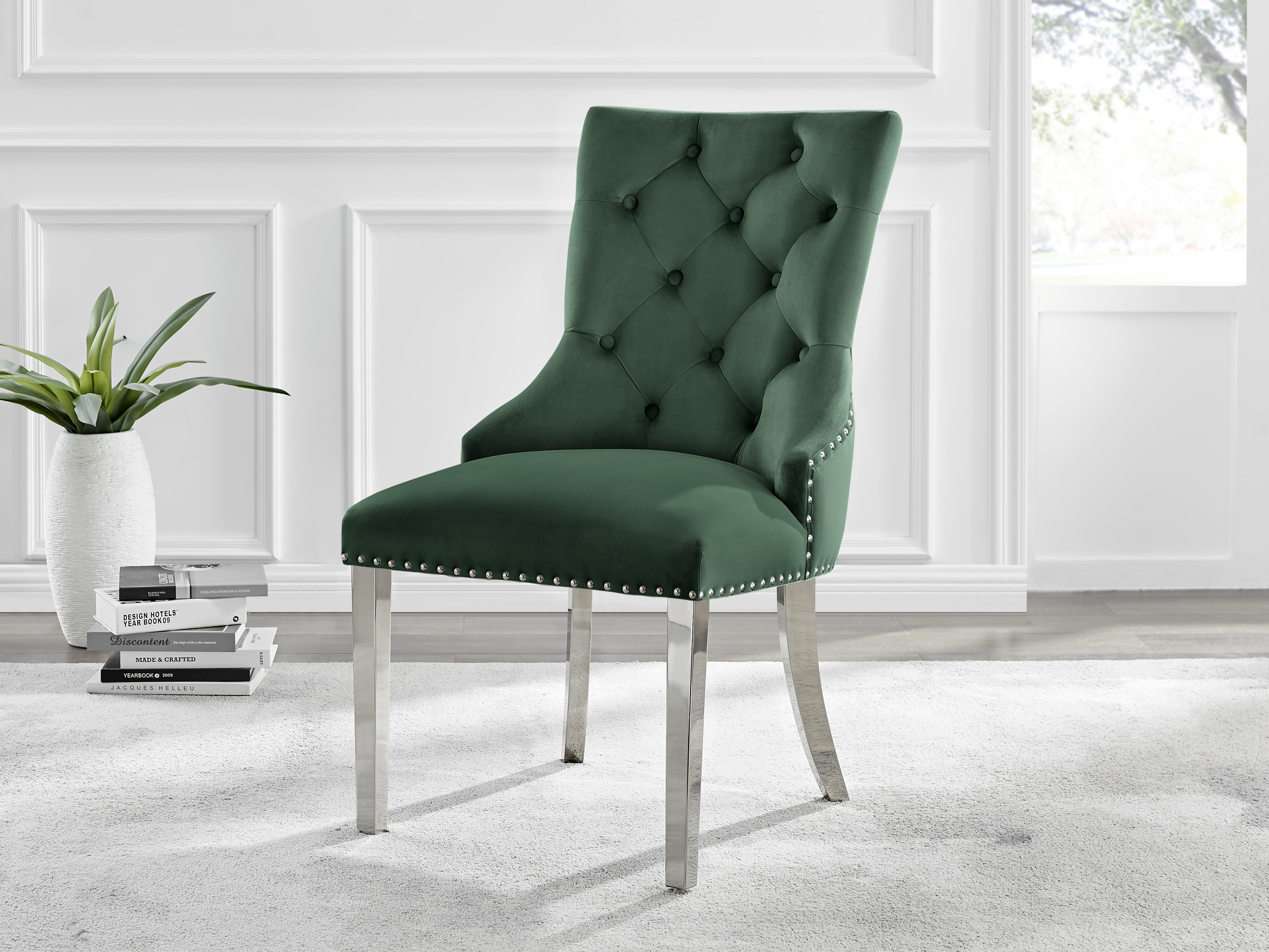 2x Belgravia Velvet Knockerback Dining Chairs With Silver Leg eBay